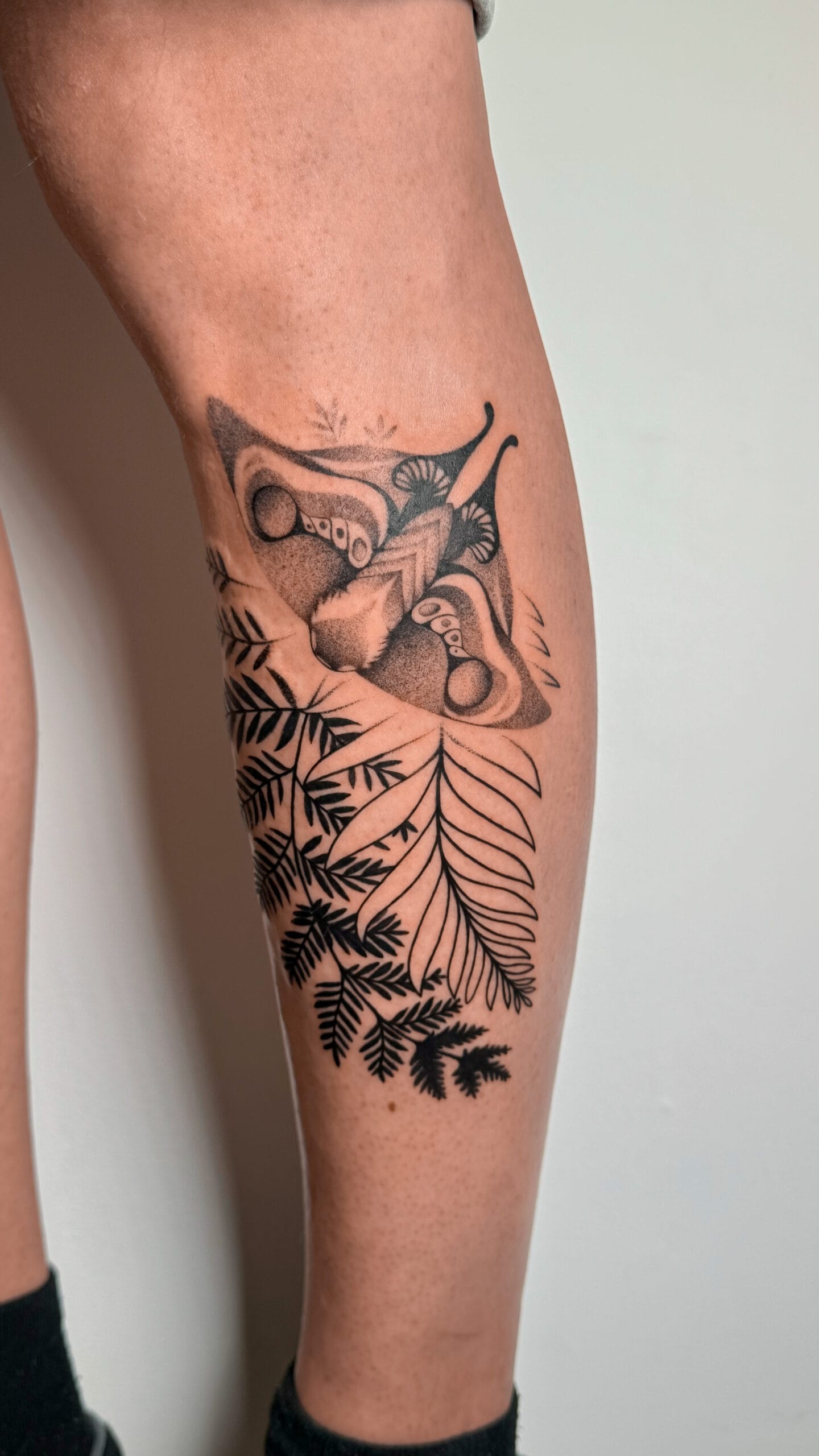The Last of Us Moth Tattoo on Lower Leg with Fine Line Detail - Best ...