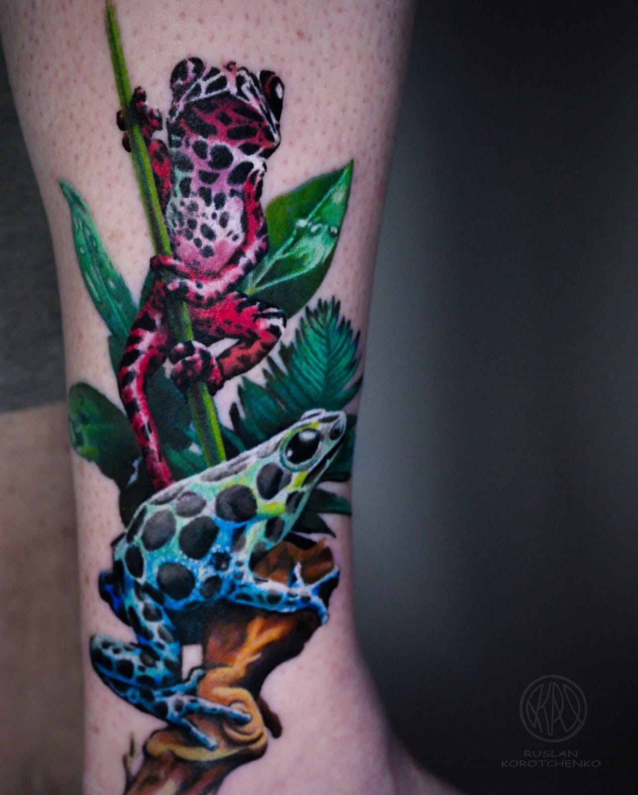 Poisoned Frogs Tattoo on Lower Leg - Best tattoo shop in Los Angeles ...
