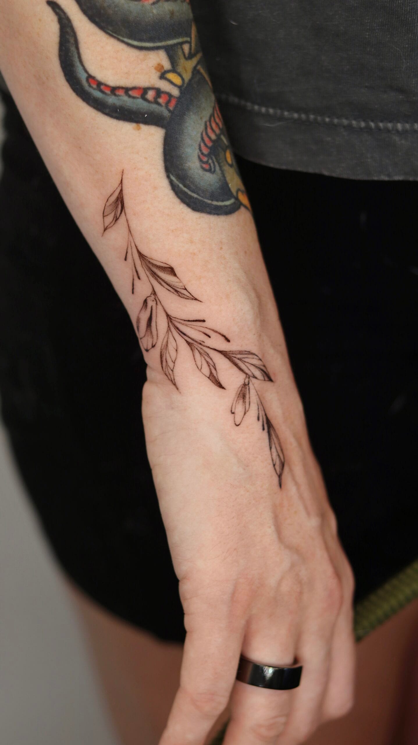 Side Hand Tattoo of Delicate Leaves - Best tattoo shop in Los Angeles ...