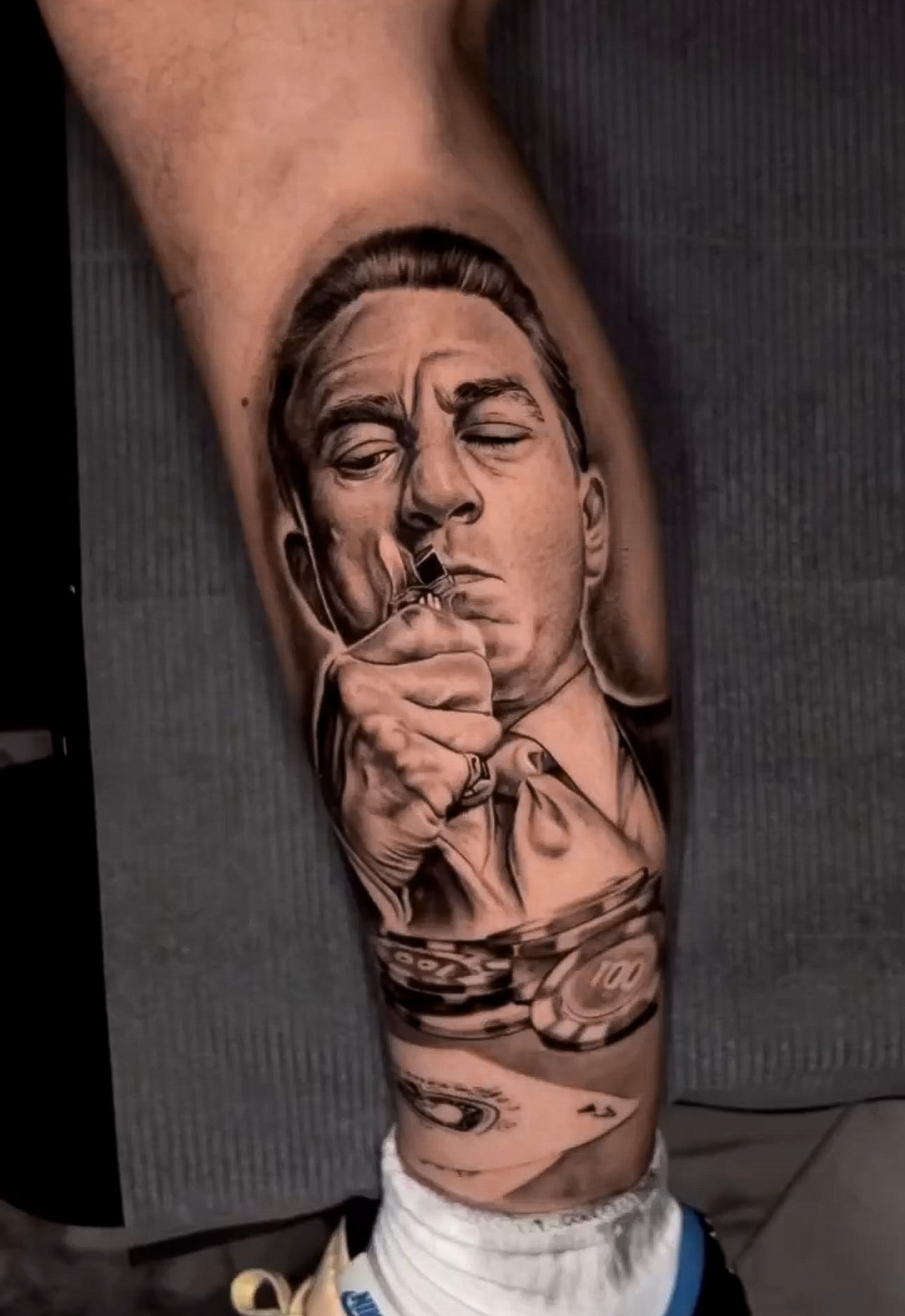 Portrait Tattoo on Lower Leg - Best tattoo shop in Los Angeles - Art ...