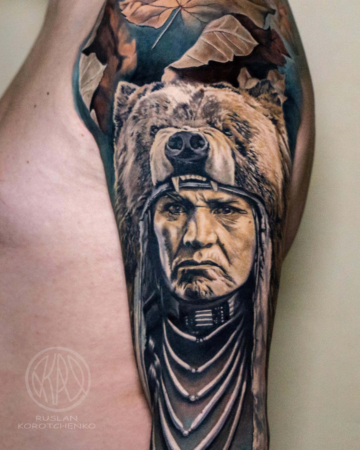 Native American Man Portrait Tattoo in Color Realism - Best tattoo shop ...