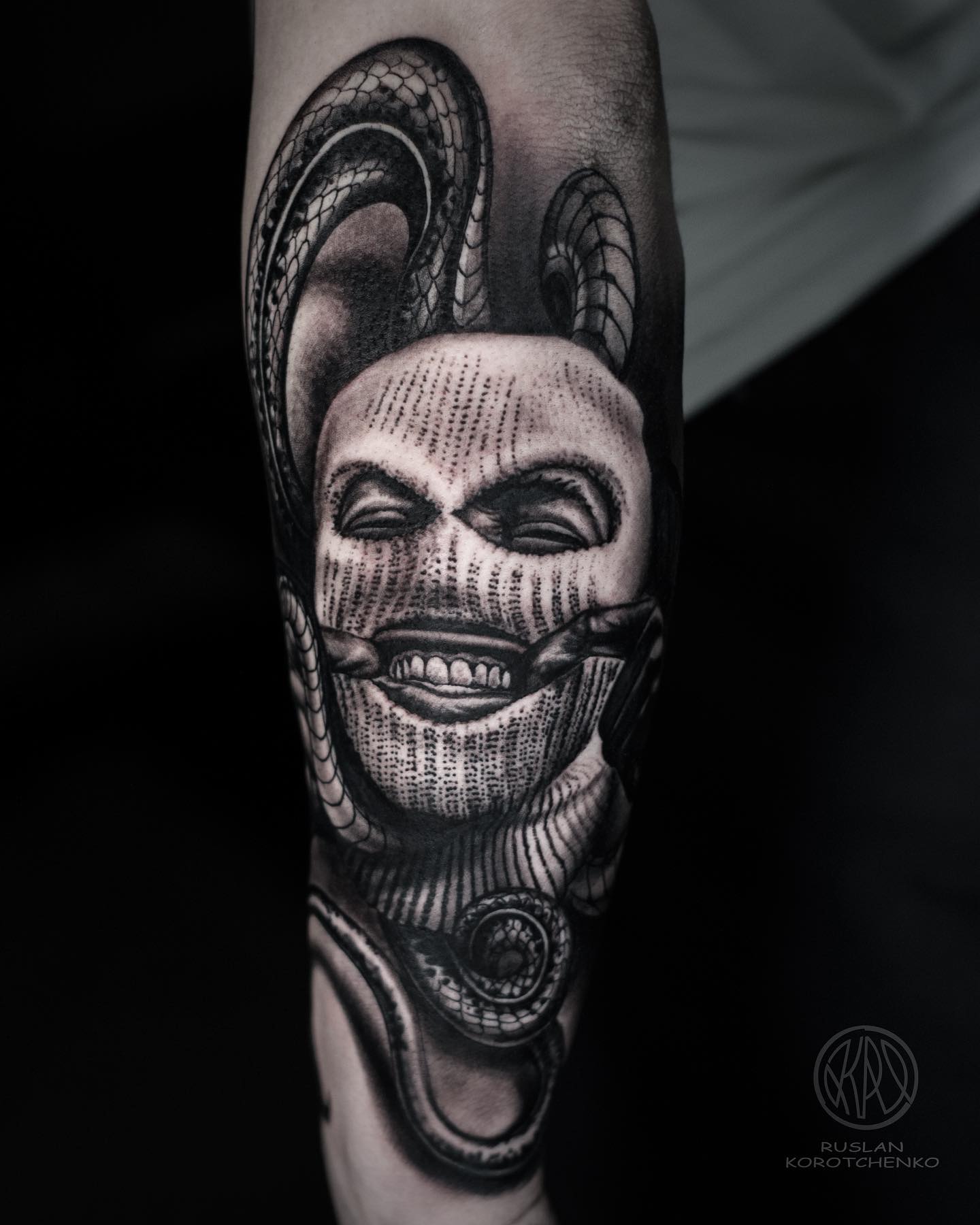 Ski Mask Tattoo with Snake on Forearm - Best tattoo shop in Los Angeles ...