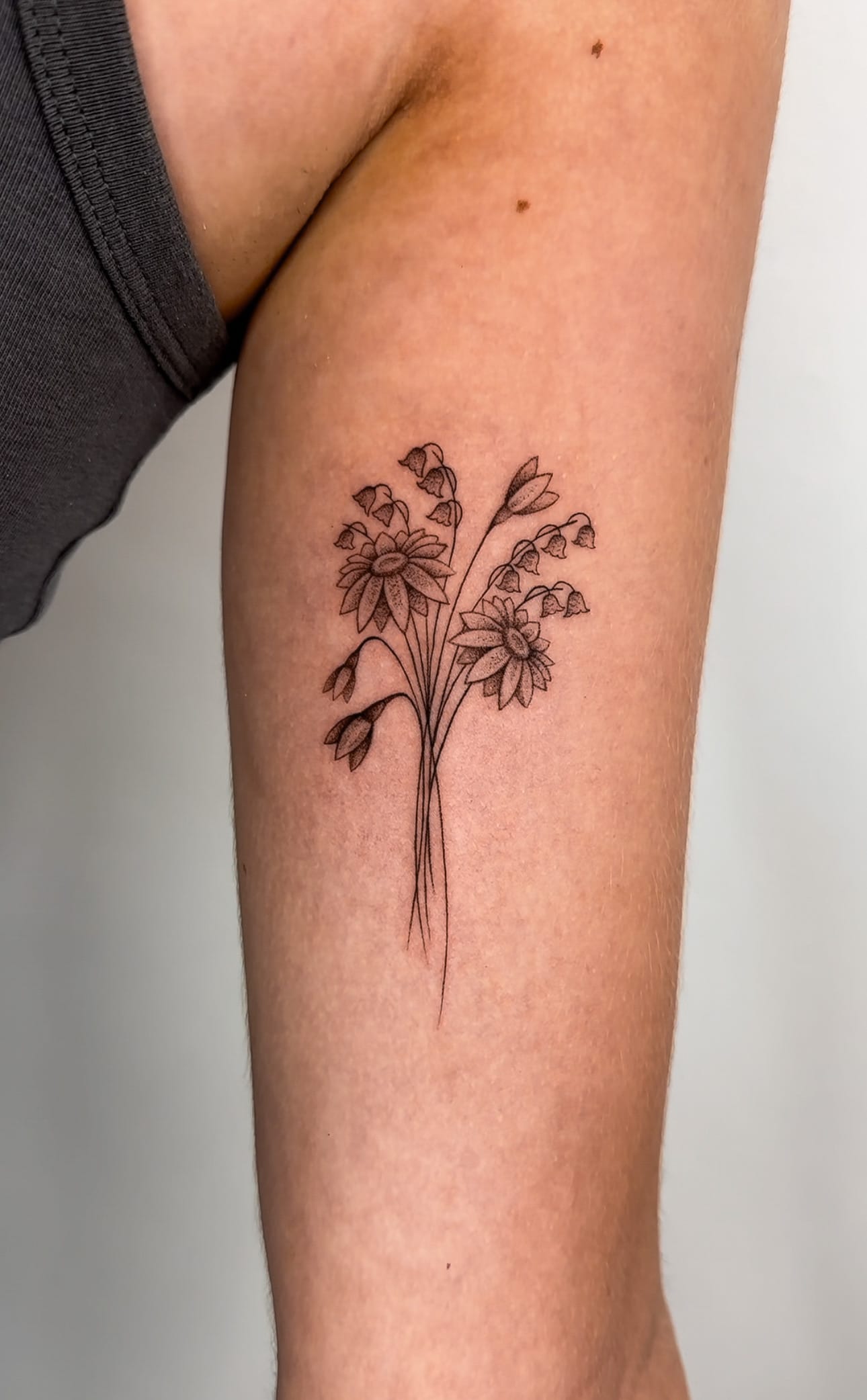 Fine Line Flower Bouquet Tattoo on Arm - Best tattoo shop in Los ...