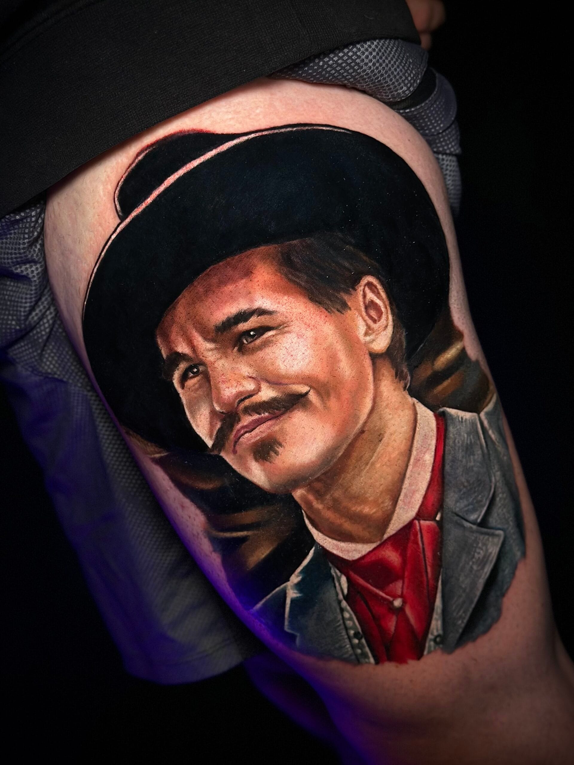 Doc Holliday Portrait Tattoo on Thigh in Color Realism - Best tattoo ...