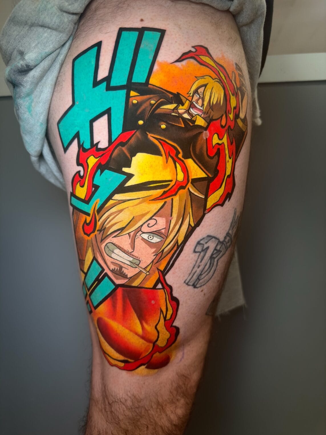 Vibrant Sanji Anime Tattoo on Thigh - Best tattoo shop in Los Angeles ...